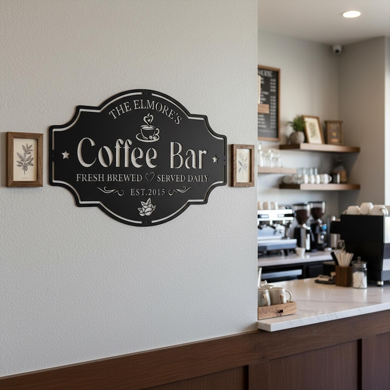 Custom Coffee Bar Metal Sign, Coffee Wall Decor, Home Coffee Bar Decor ...