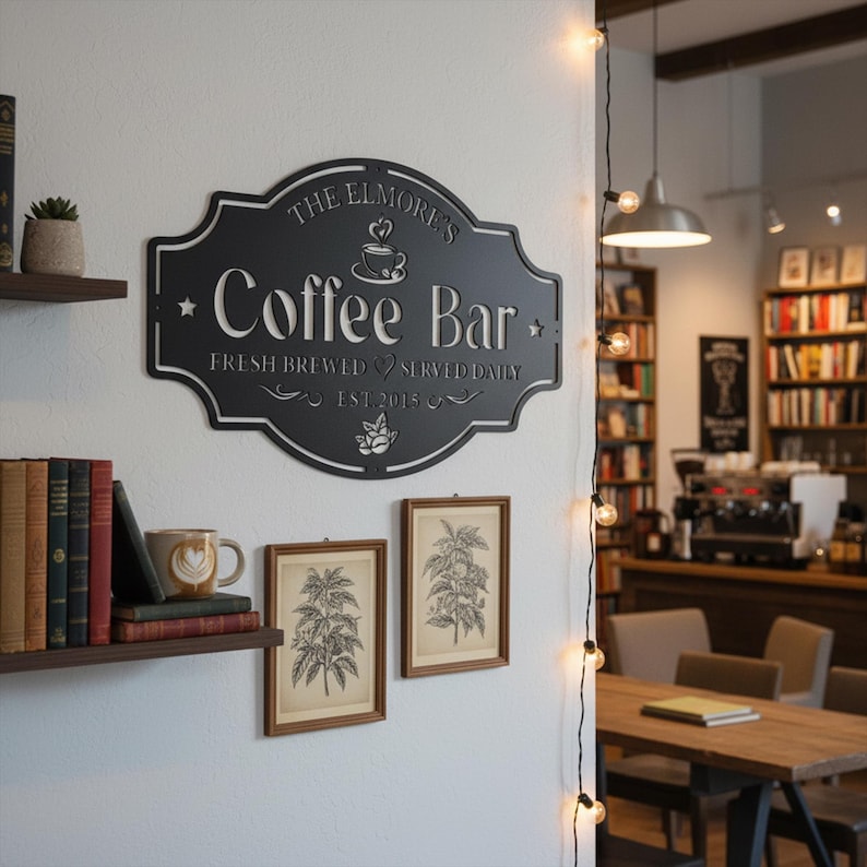 Custom Coffee Bar Metal Sign, Coffee Wall Decor, Home Coffee Bar Decor ...