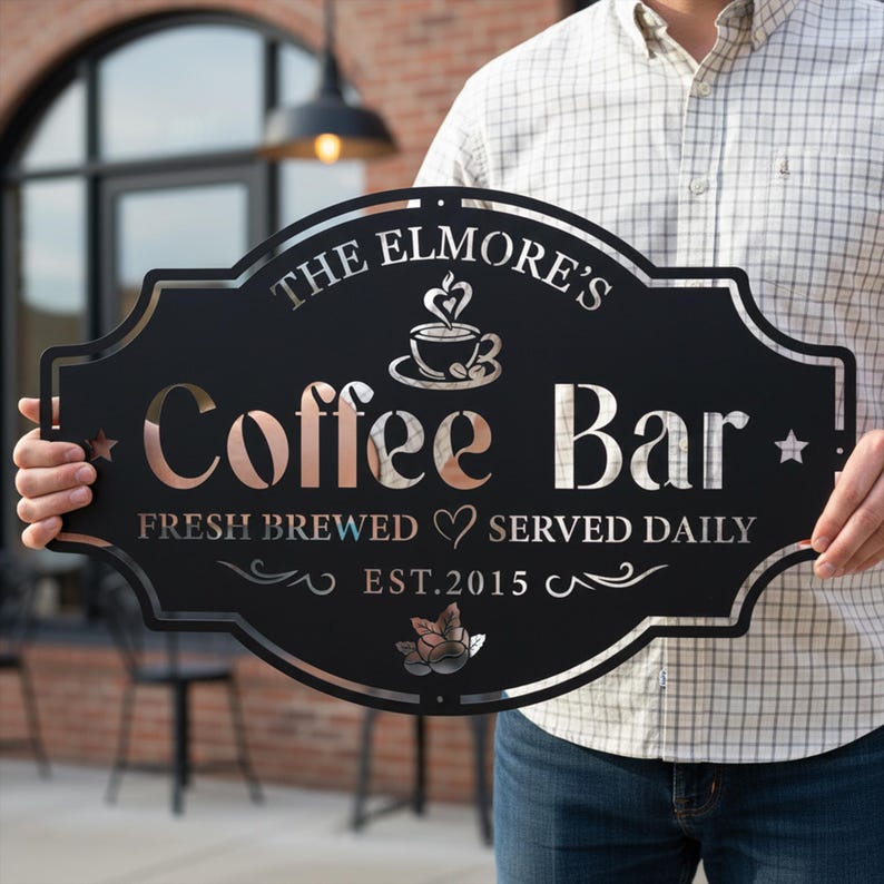 Custom Coffee Bar Metal Sign, Coffee Wall Decor, Home Coffee Bar Decor ...