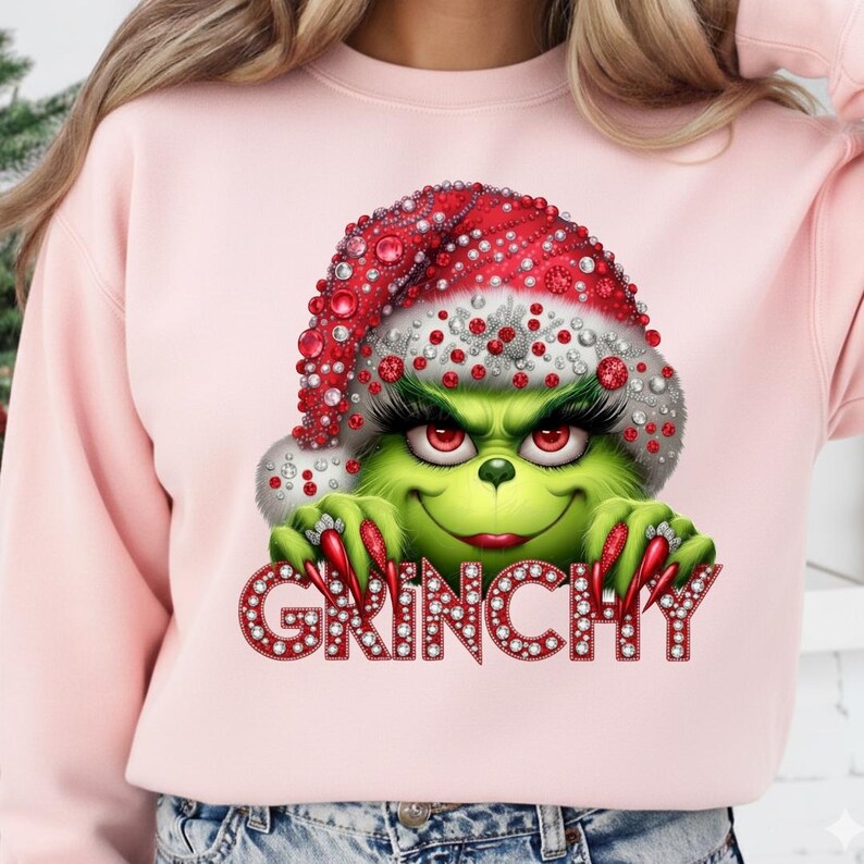 Rhinestone Grinch Christmas PNG | Girly Sublimation (digital Download ...