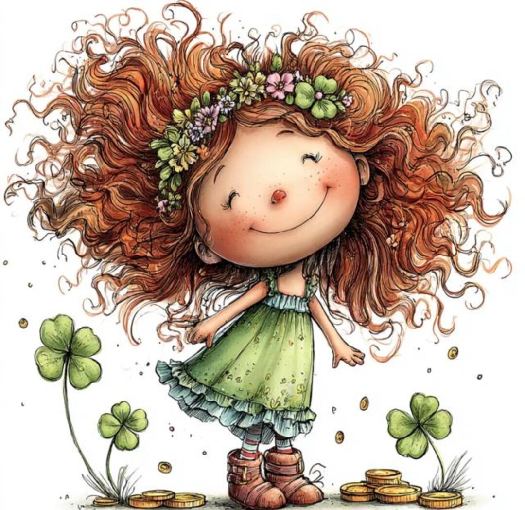 St. Patrick's Day Girl Clipart Bundle | Whimsical Irish Graphics ...