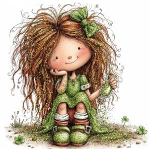 St. Patrick's Day Girl Clipart Bundle | Whimsical Irish Graphics ...