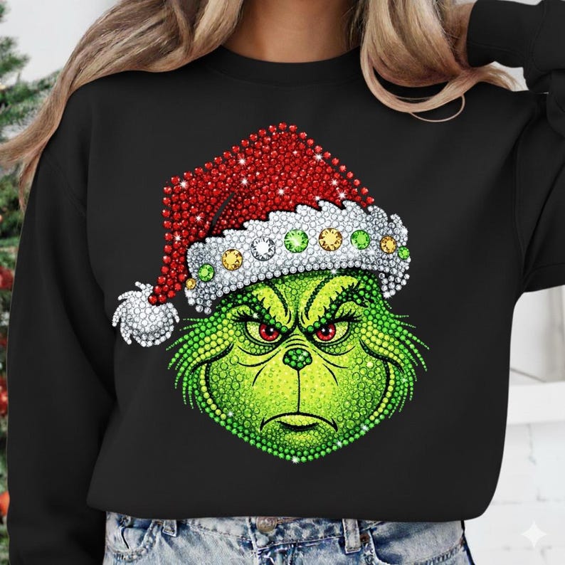 Rhinestone Grinch Christmas PNG Clipart Bundle | Girly Sublimation ...