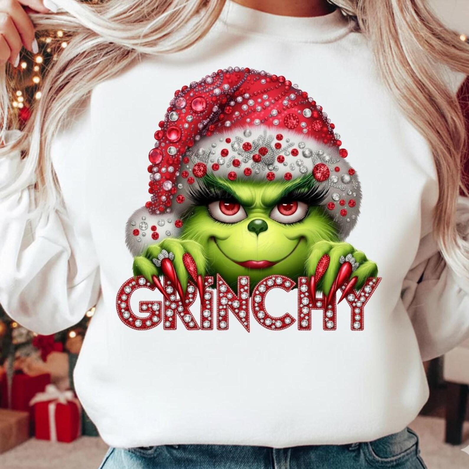 Rhinestone Grinch Christmas PNG | Girly Sublimation (digital Download ...