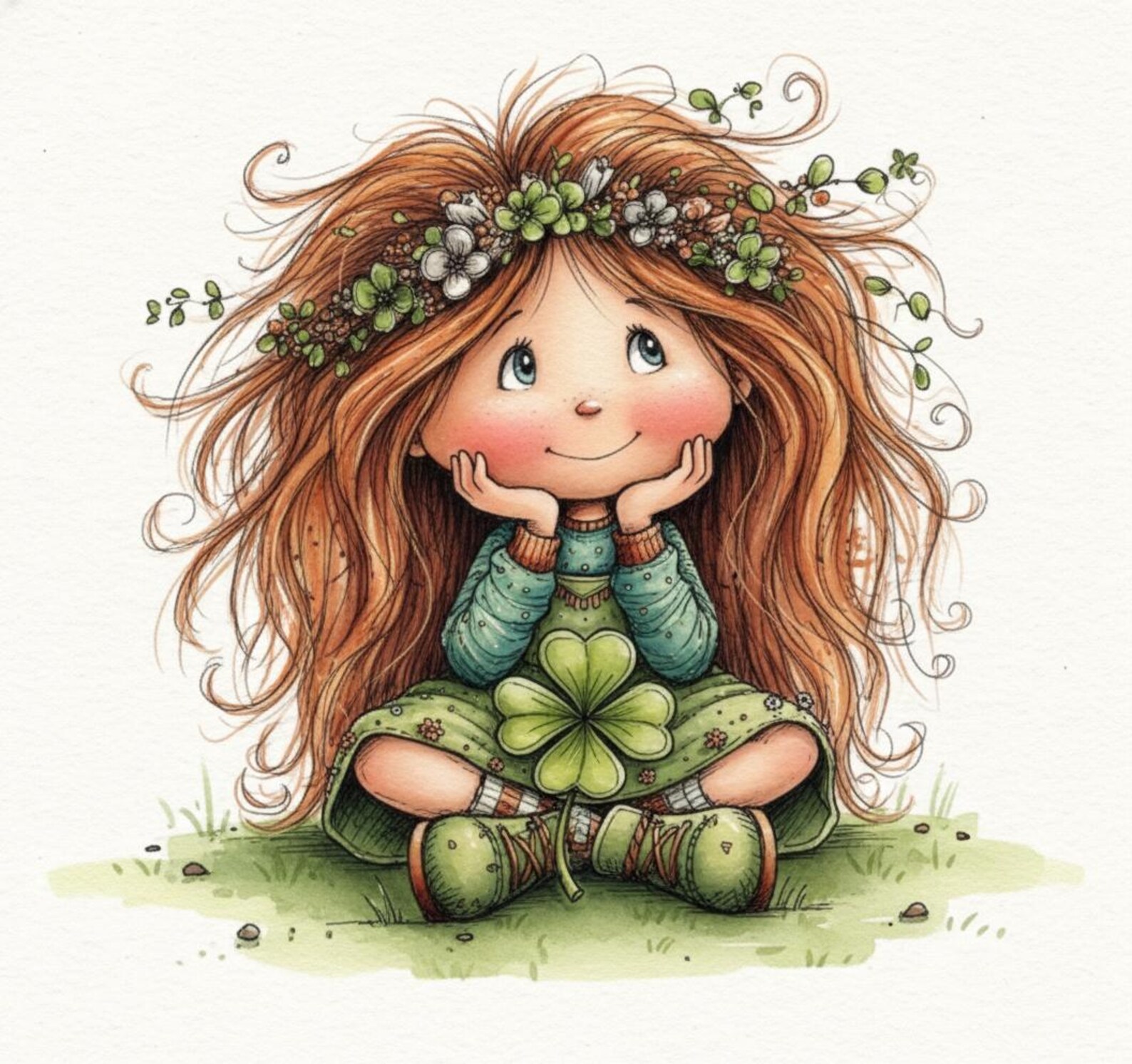 St. Patrick's Day Girl Clipart Bundle | Whimsical Irish Graphics ...