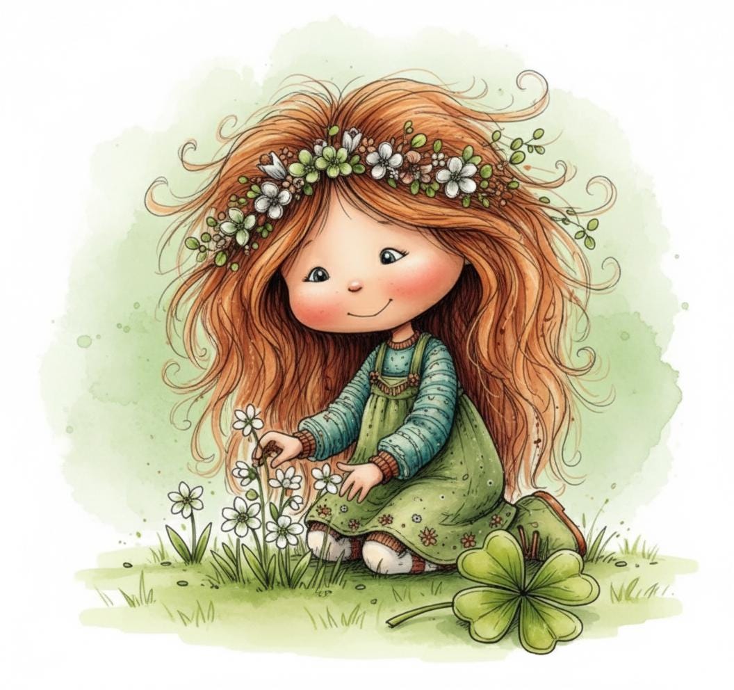 St. Patrick's Day Girl Clipart Bundle | Whimsical Irish Graphics ...