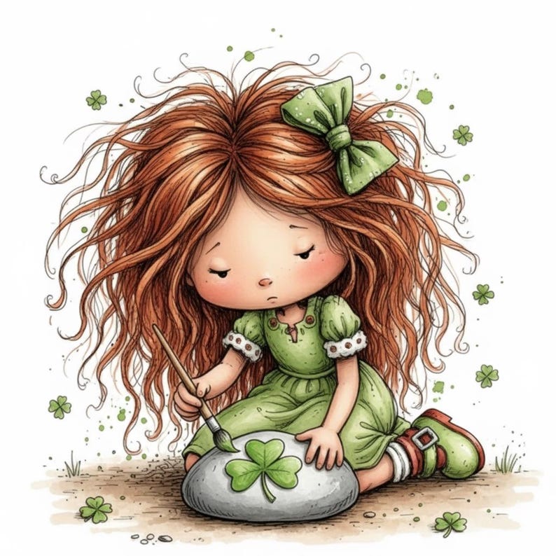 St. Patrick's Day Girl Clipart Bundle | Whimsical Irish Graphics ...
