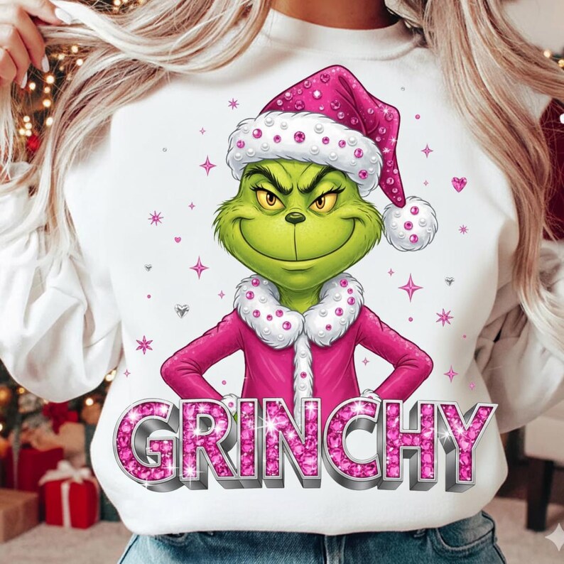 Rhinestone Grinch PNG | Girly Christmas Clipart (digital Download) - Etsy