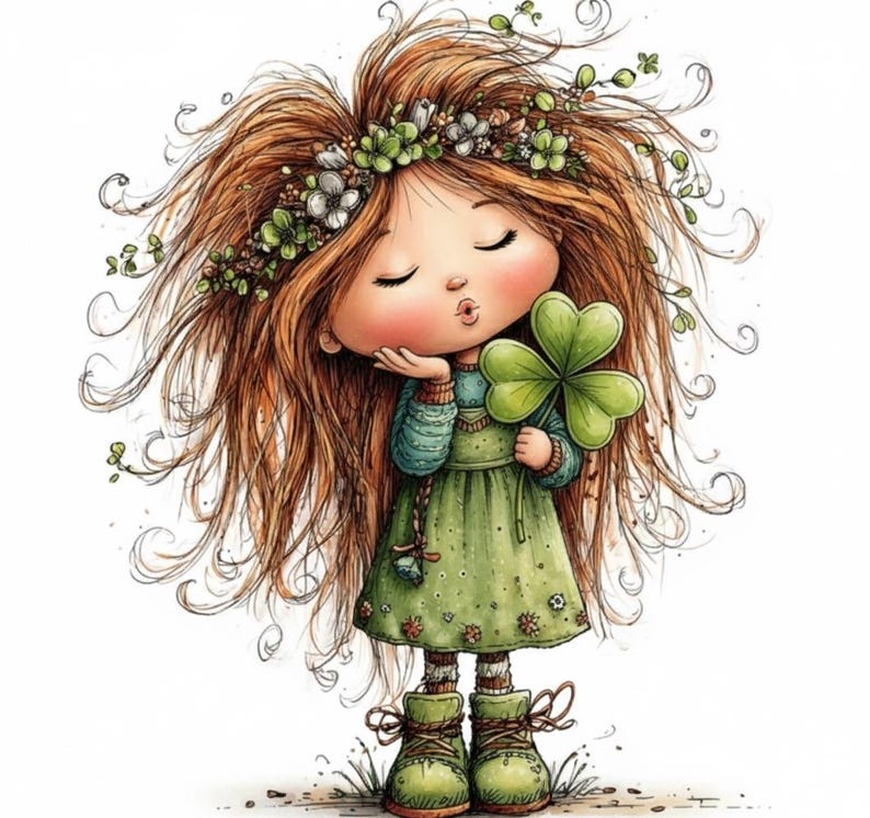 St. Patrick's Day Girl Clipart Bundle | Whimsical Irish Graphics ...