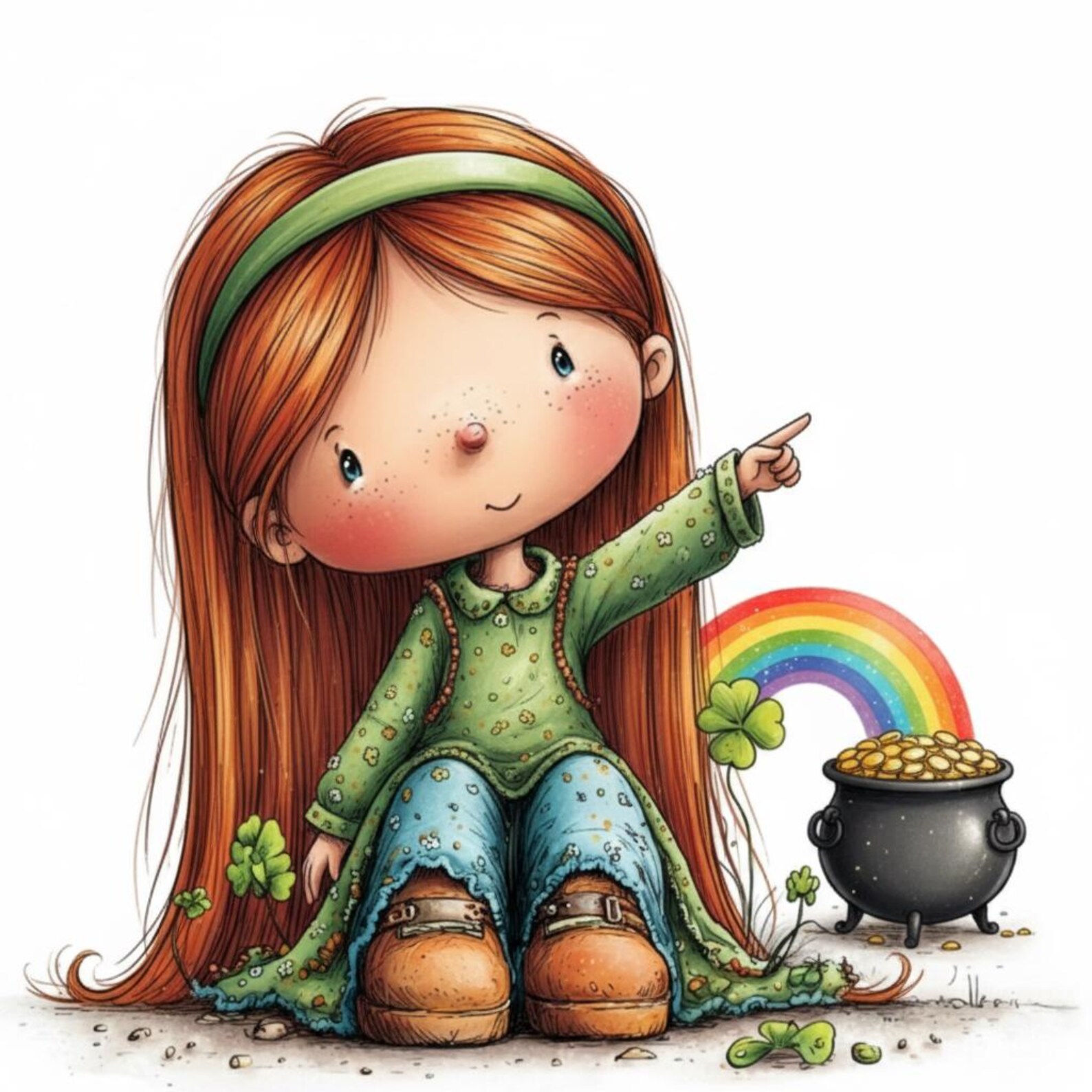 St. Patrick's Day Girl Clipart Bundle | Whimsical Irish Graphics ...