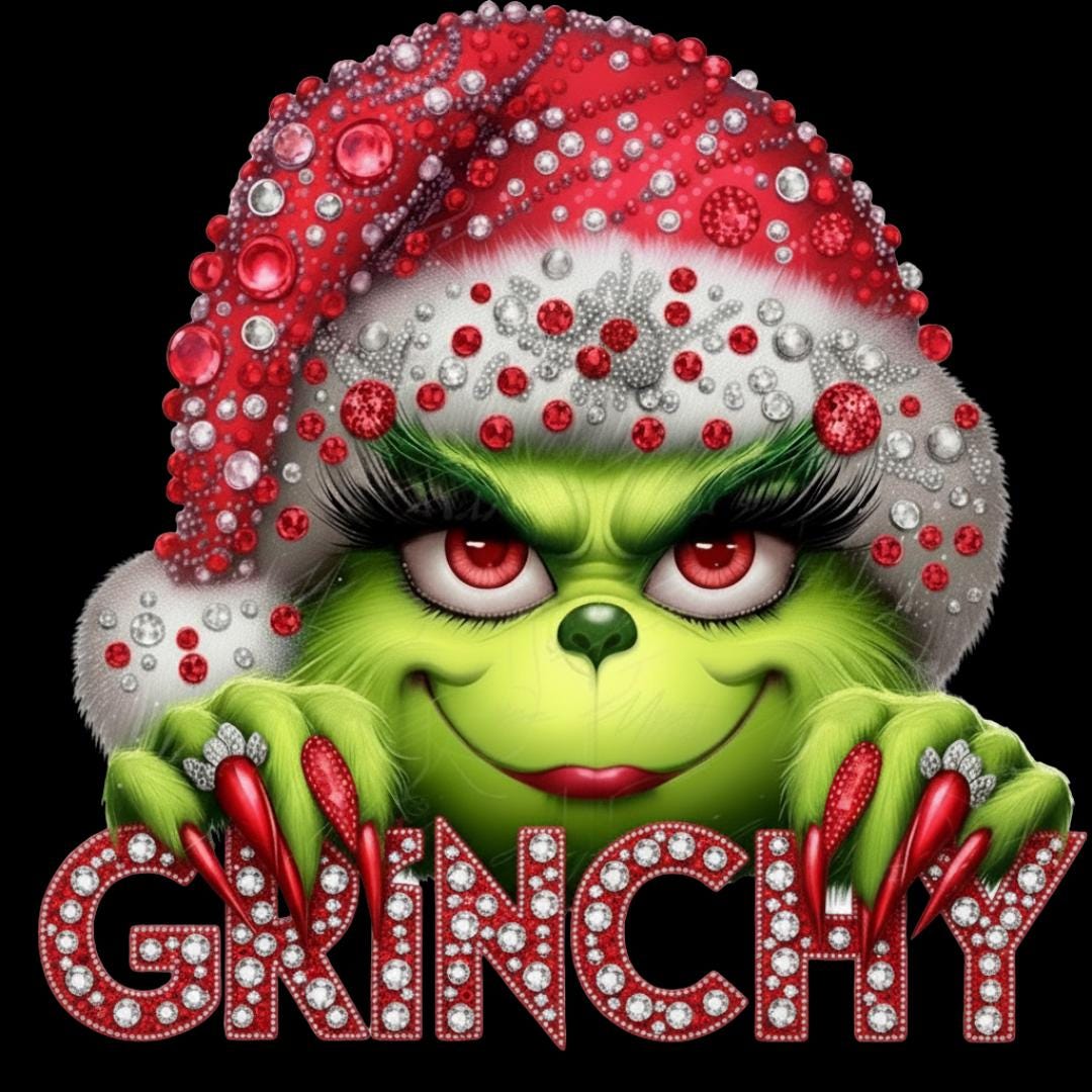 Rhinestone Grinch Christmas PNG | Girly Sublimation (digital Download ...