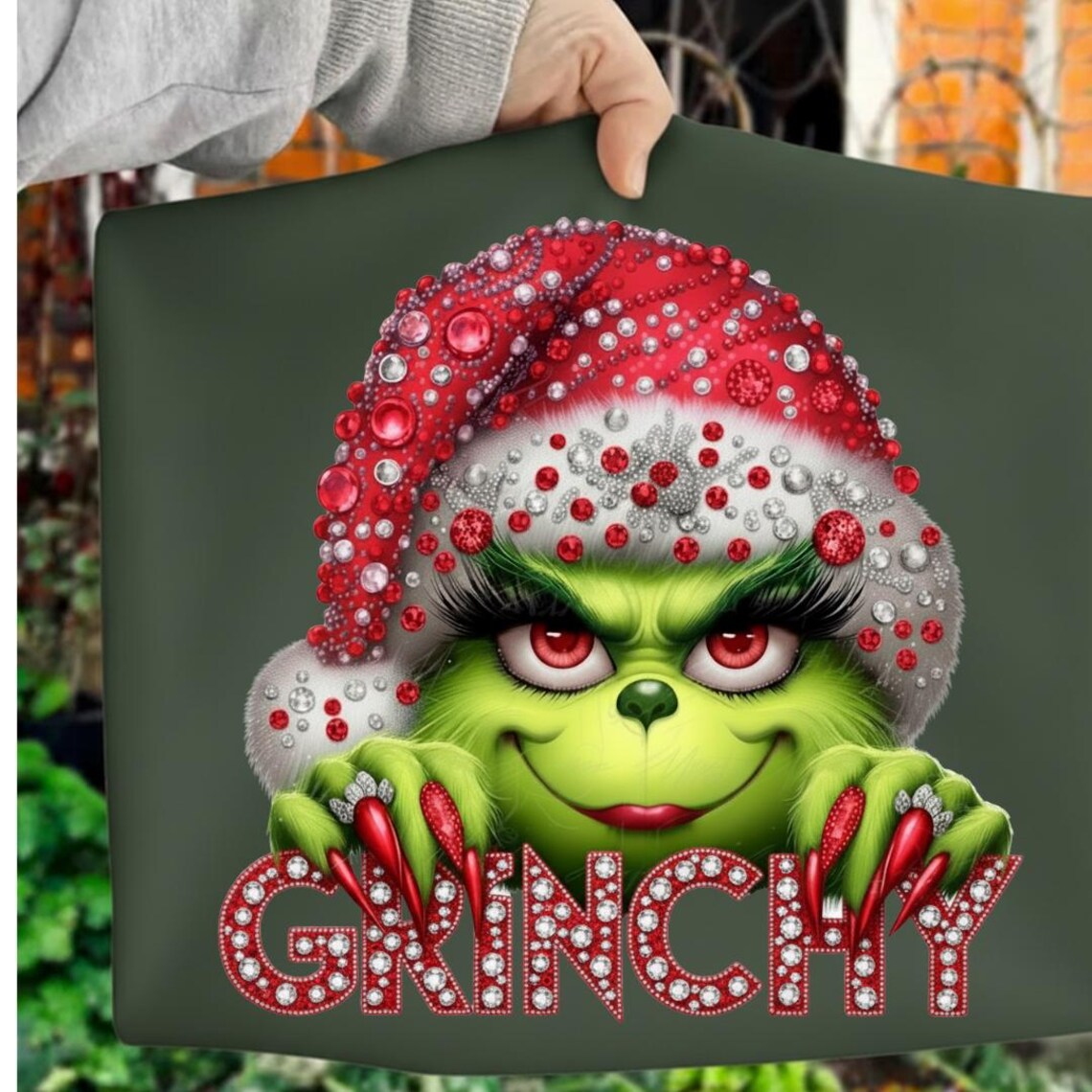 Rhinestone Grinch Christmas PNG | Girly Sublimation (digital Download ...