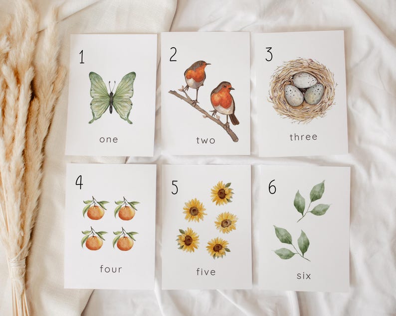 Number Flash Cards 1-20 – Nature-themed Counting for Toddlers and ...