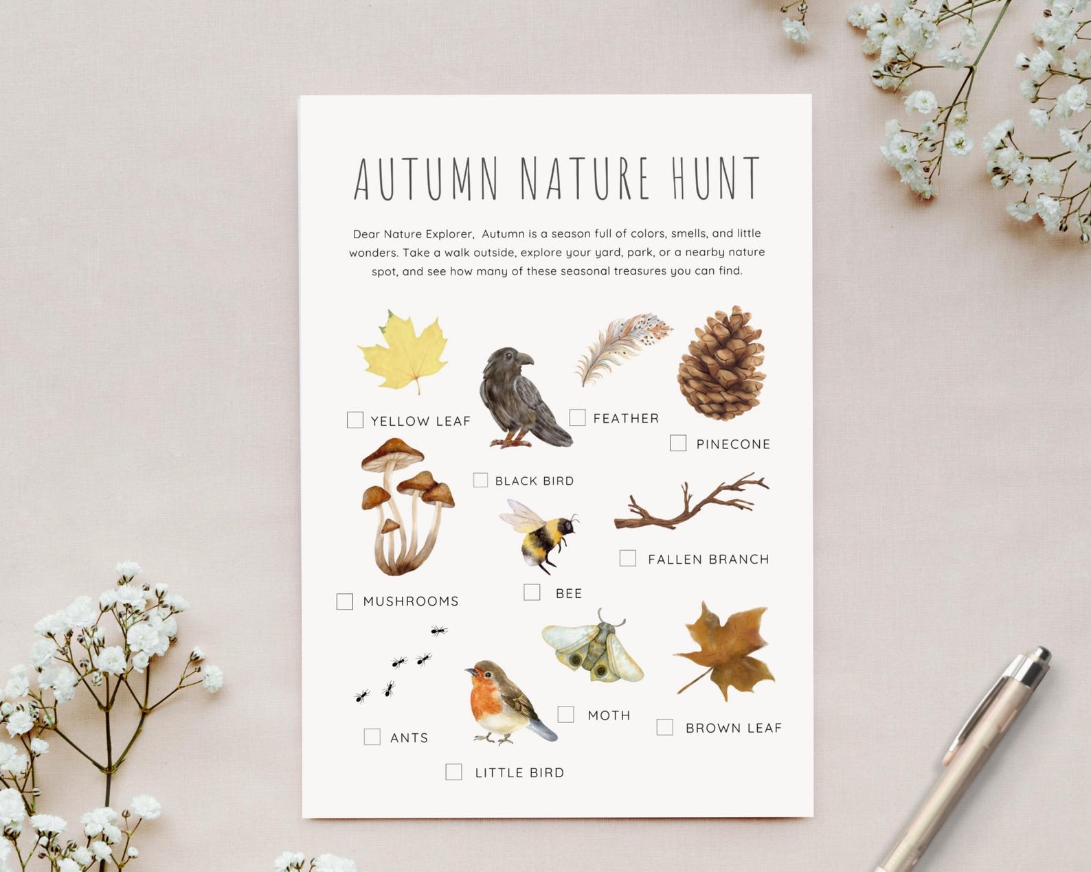 Autumn Scavenger Hunt for Kids – Printable Fall Nature Activity, A4 PDF ...