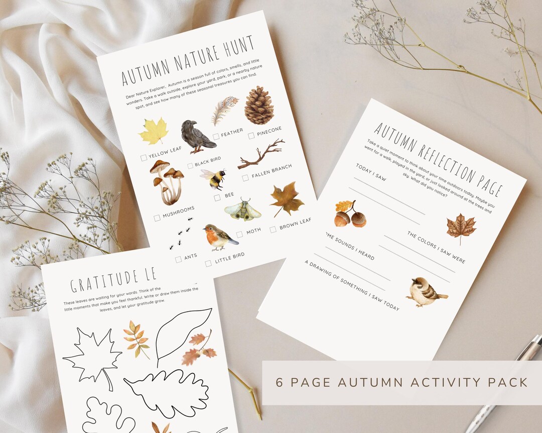 Autumn Activity Pack for Kids – 6 Printable Fall Pages, Nature ...