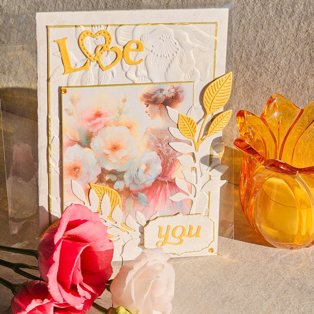 Romantic Handmade Greeting Card – Elegant Vintage Style Card for ...