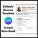Modern Resume Template for Canva – Minimalist CV Design (instant ...