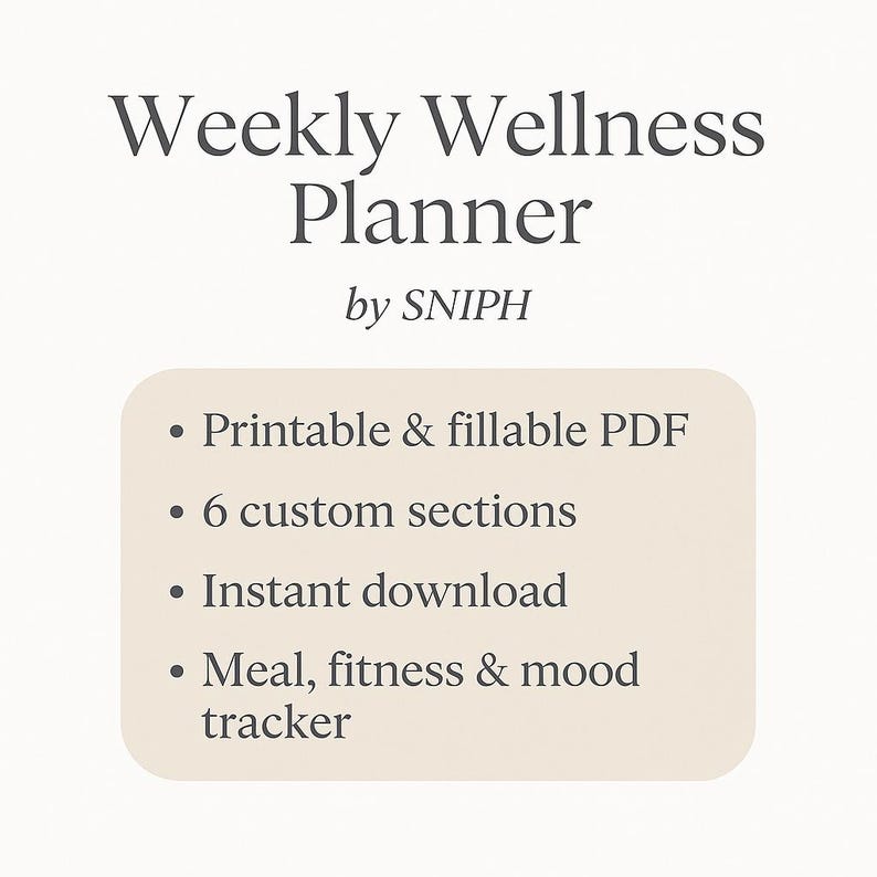 Weekly Wellness Planner | Printable and Fillable PDF Digital Download ...