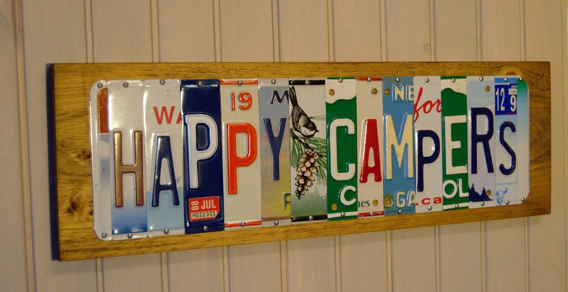 Happy Campers Custom License Plate Sign RV Life Camping Sign | Etsy