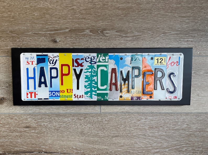 Happy Campers Custom License Plate Sign RV Life Camping Sign - Etsy