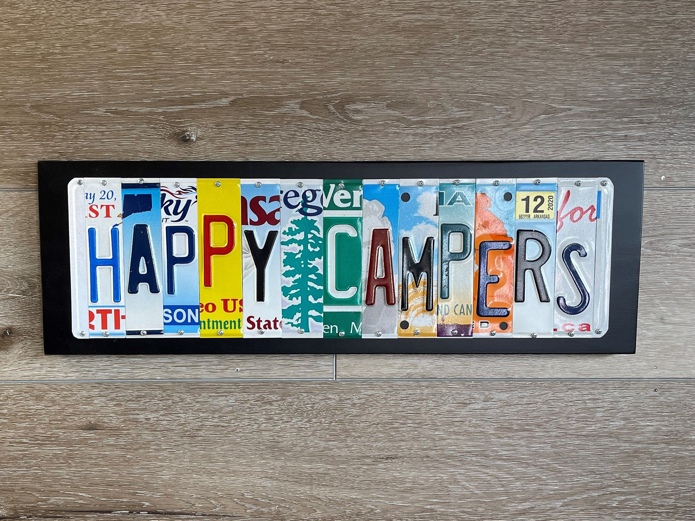 Happy Campers Custom License Plate Sign RV Life Camping Sign - Etsy
