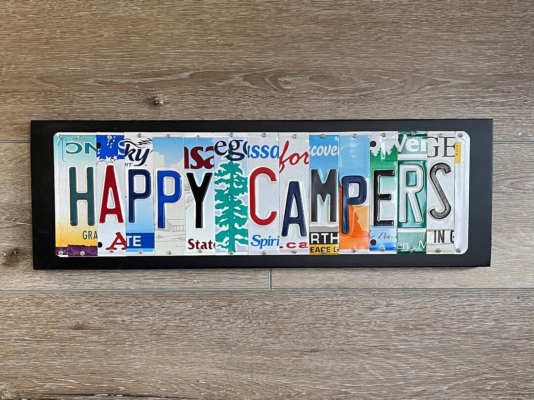 Happy Campers Custom License Plate Sign RV Life Camping Sign - Etsy