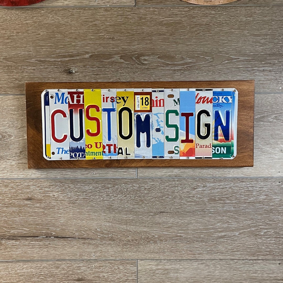 Custom License Plate Sign: Personalized Wood Decor - Etsy