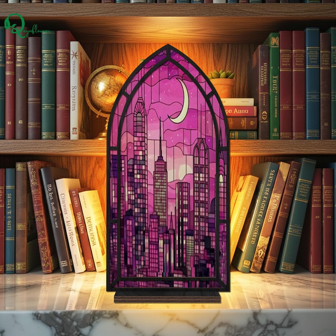 Gothic Purple Moon Book Nook - Fantasy Lunathion Suncatcher Acrylic ...