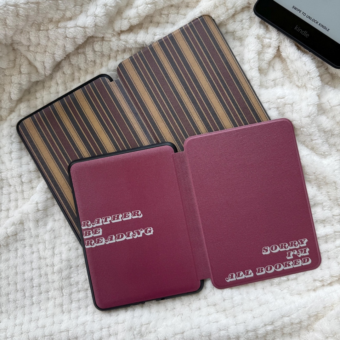 Burgundy Retro Striped Kindle Case: Magnetic Detachable Kindle ...
