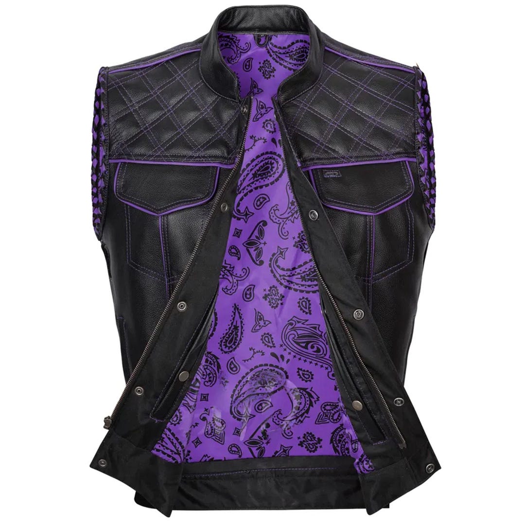 Genuine Leather Biker Vest: Handmade Side Lacing Motorcycle Club Style ...