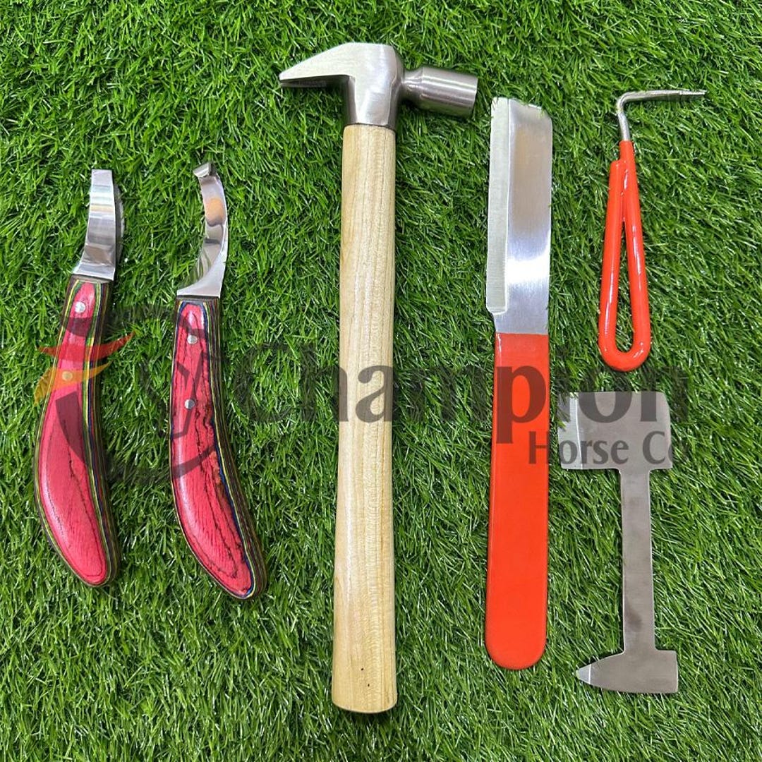 6-piece Farrier Hoof Care Tool Set – Hoof Knives, Hammer, Loop Knife ...