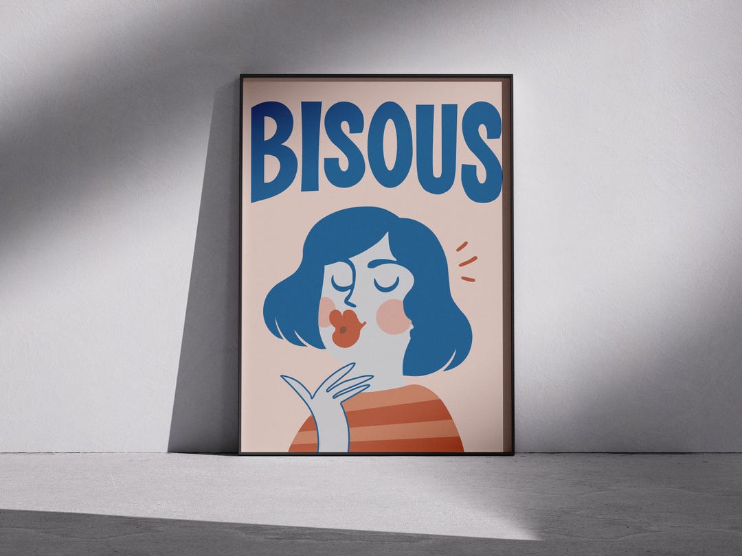BISOUS – French Kiss Poster, Modern Art Print, Feminine Wall Decor ...