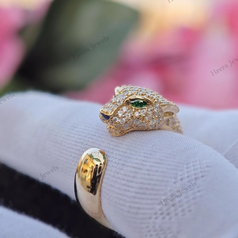 Panther Diamond Ring (1.25ct) • Micro Pave Leopard Ring • Solid Gold ...