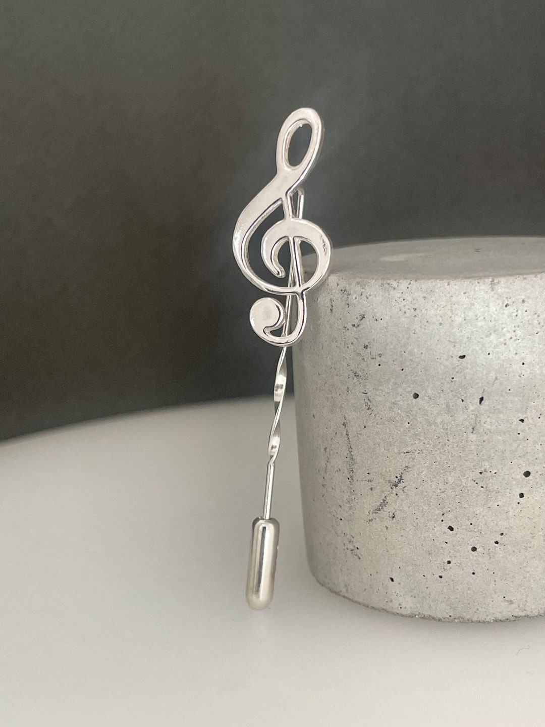 Silver Stick Pin Treble Clef Tie & Lapel Stick Pin-brooch Solid 925 ...