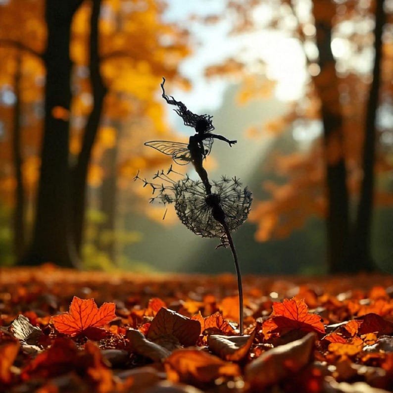 Dancing Fairy Garden Statue: Whimsical Dandelion Sculpture - Etsy