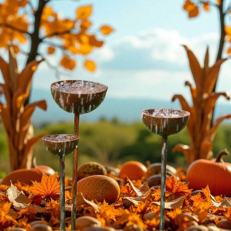 Rusty Bee Garden Water Station: Set of 3 Rustic Metal Bowls - Etsy