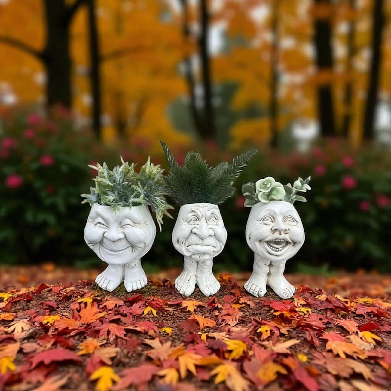 Funny Face Garden Planter With Feet: Whimsical Resin Plant Pot - Etsy