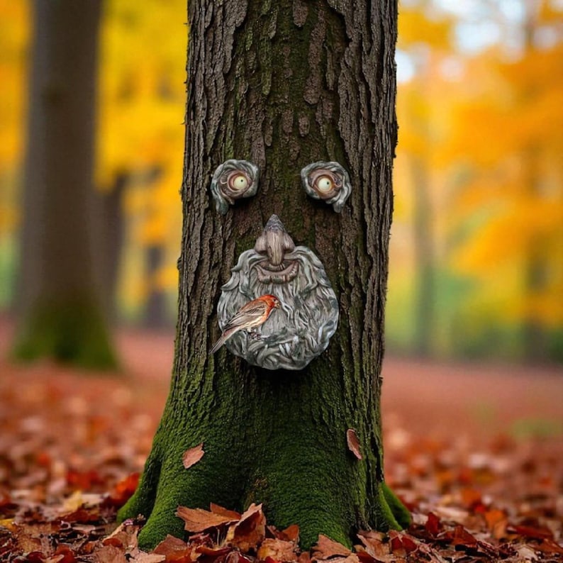 Resin Bark Face Tree Spirit Ornaments – Hanging Facial Feature Crafts ...