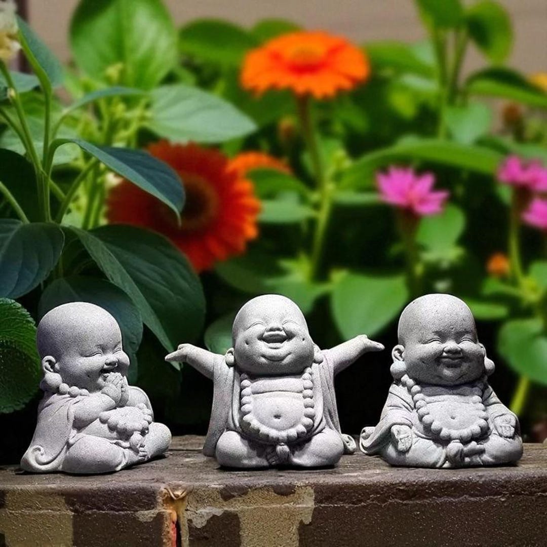 Smiling Sandstone Monk Statue: Zen Garden Buddha Figurine - Etsy