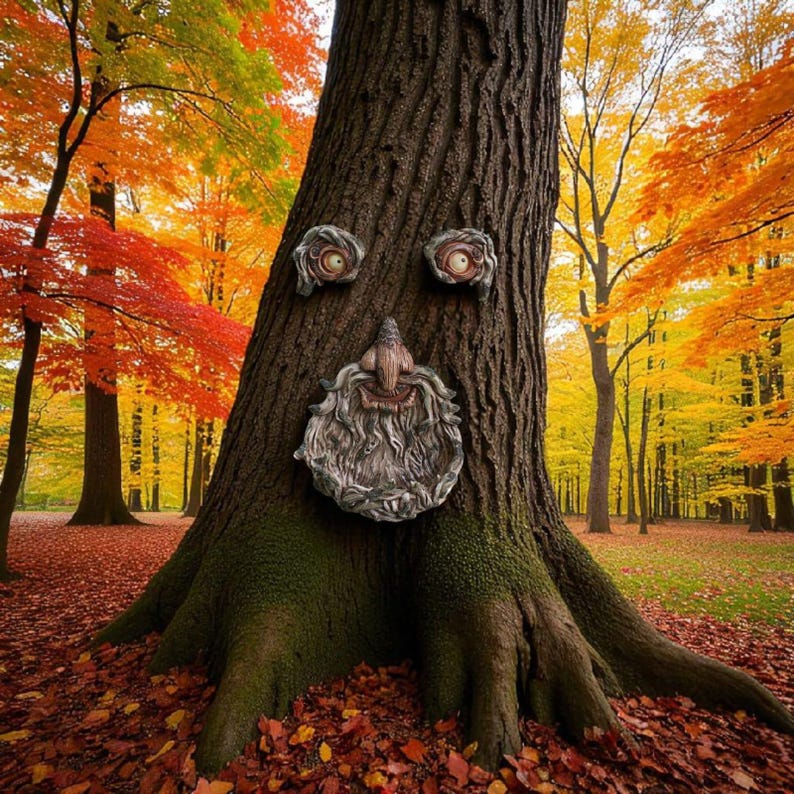 Resin Bark Face Tree Spirit Ornaments – Hanging Facial Feature Crafts ...