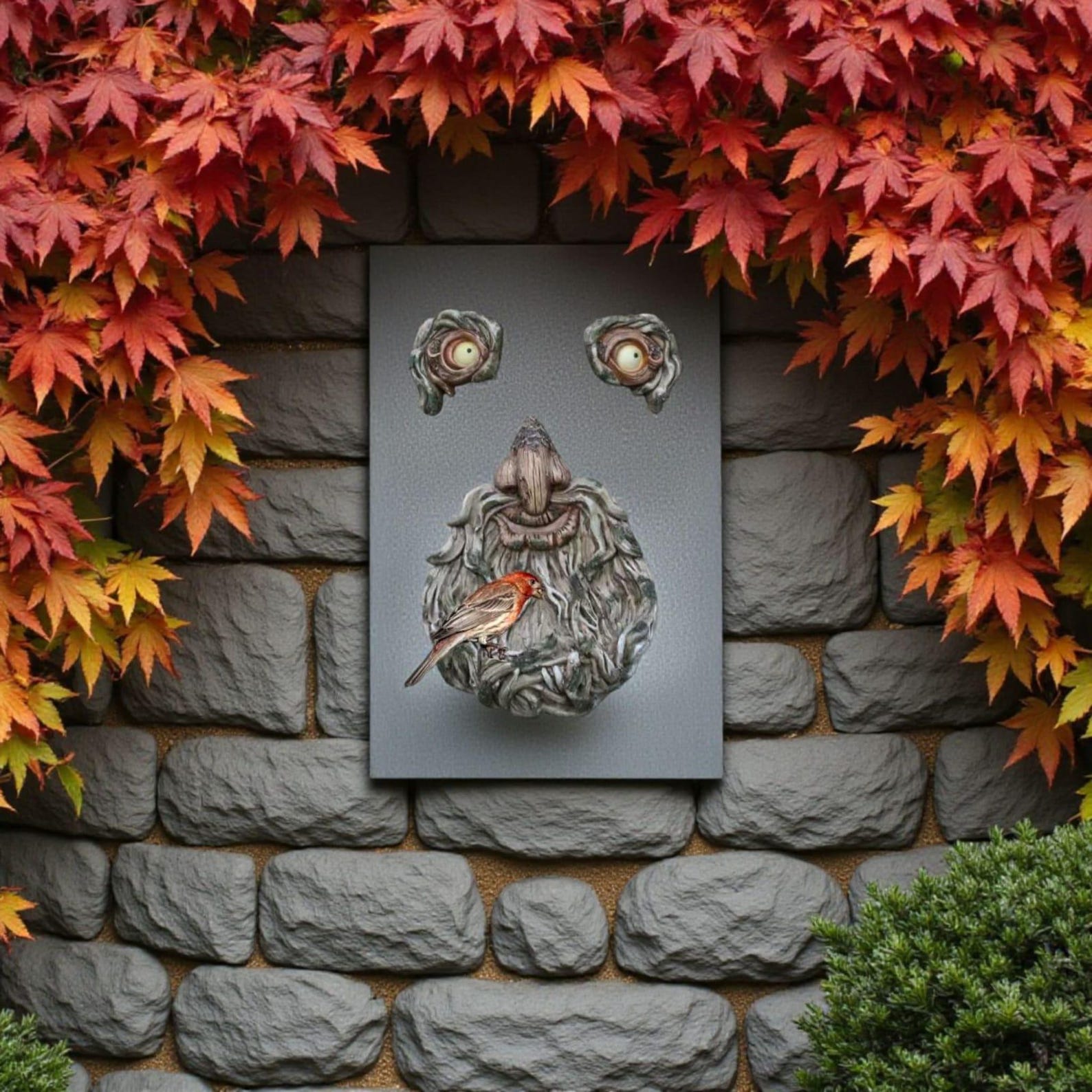 Resin Bark Face Tree Spirit Ornaments – Hanging Facial Feature Crafts ...