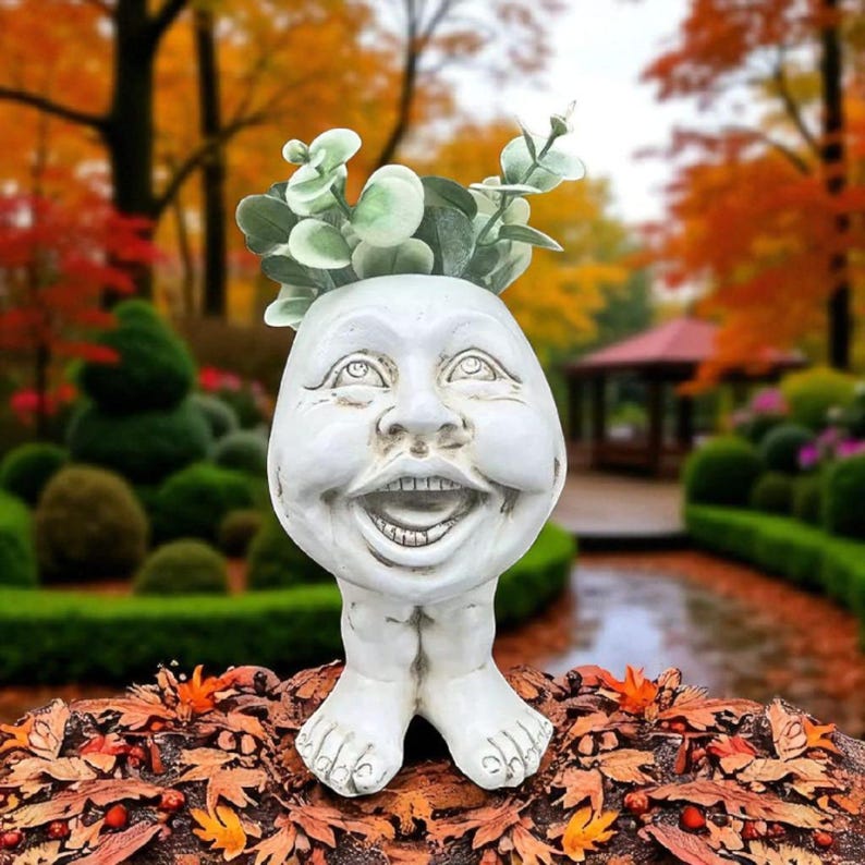 Funny Face Garden Planter With Feet: Whimsical Resin Plant Pot - Etsy