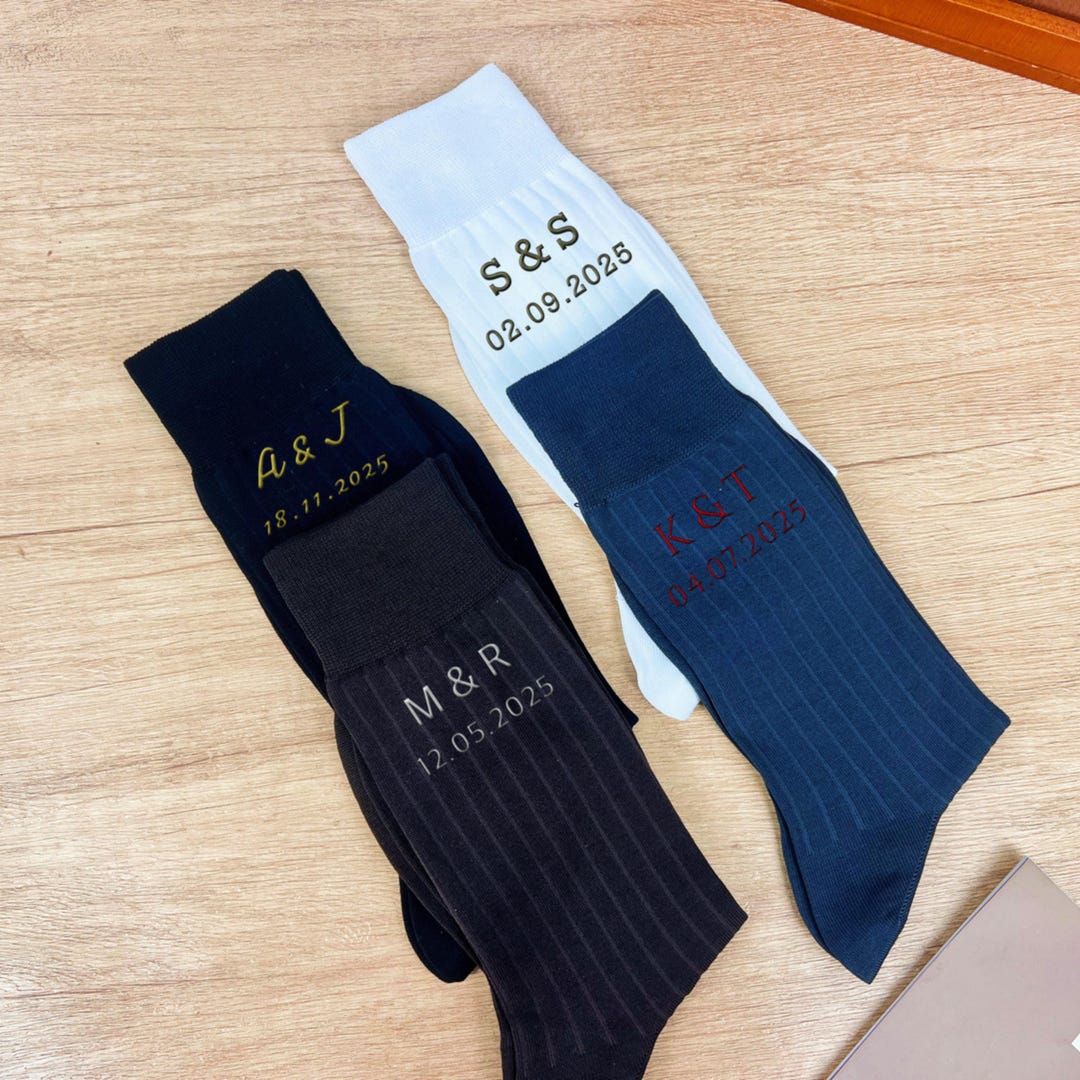 Personalized Wedding Socks for Men,embroidery Groomsmen Socks for ...