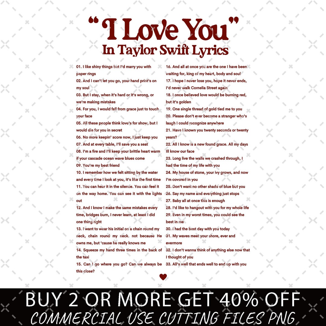 Different Ways Say I Love You in Lyrics Png, I Love You in Taylor ...