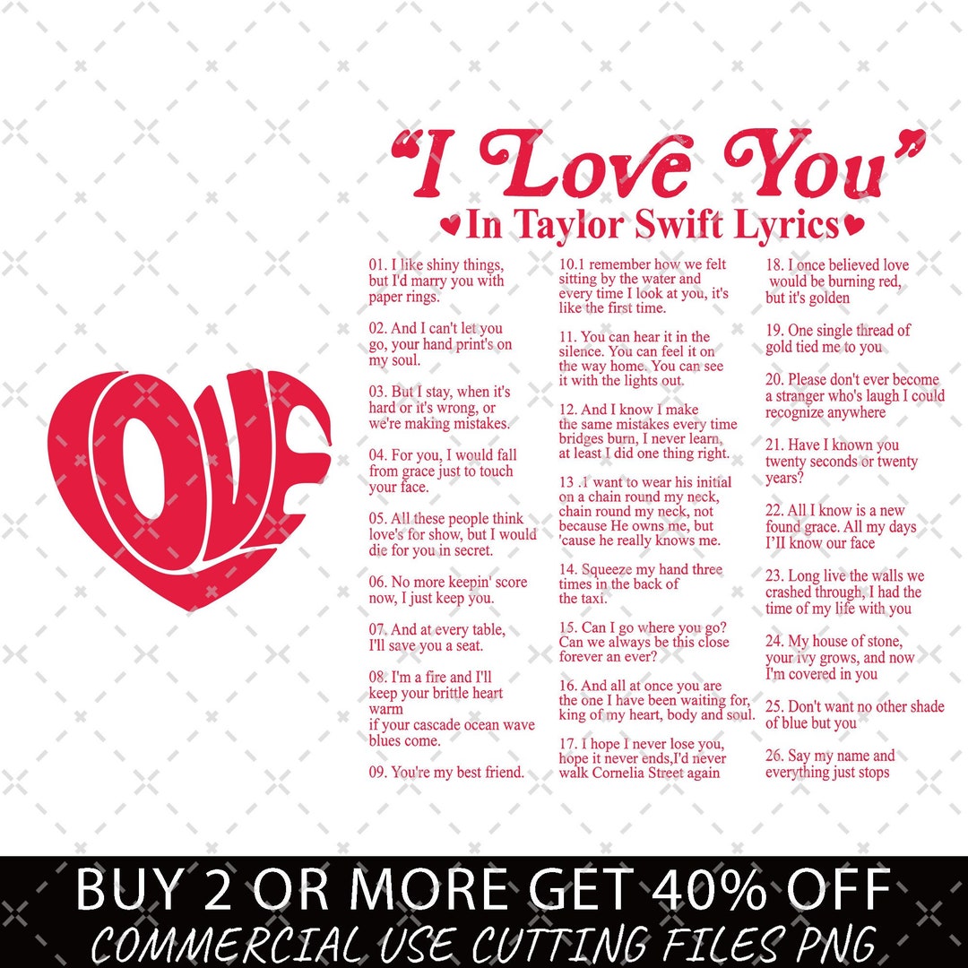 Different Ways Say I Love You in Lyrics Png, I Love You in Taylor ...