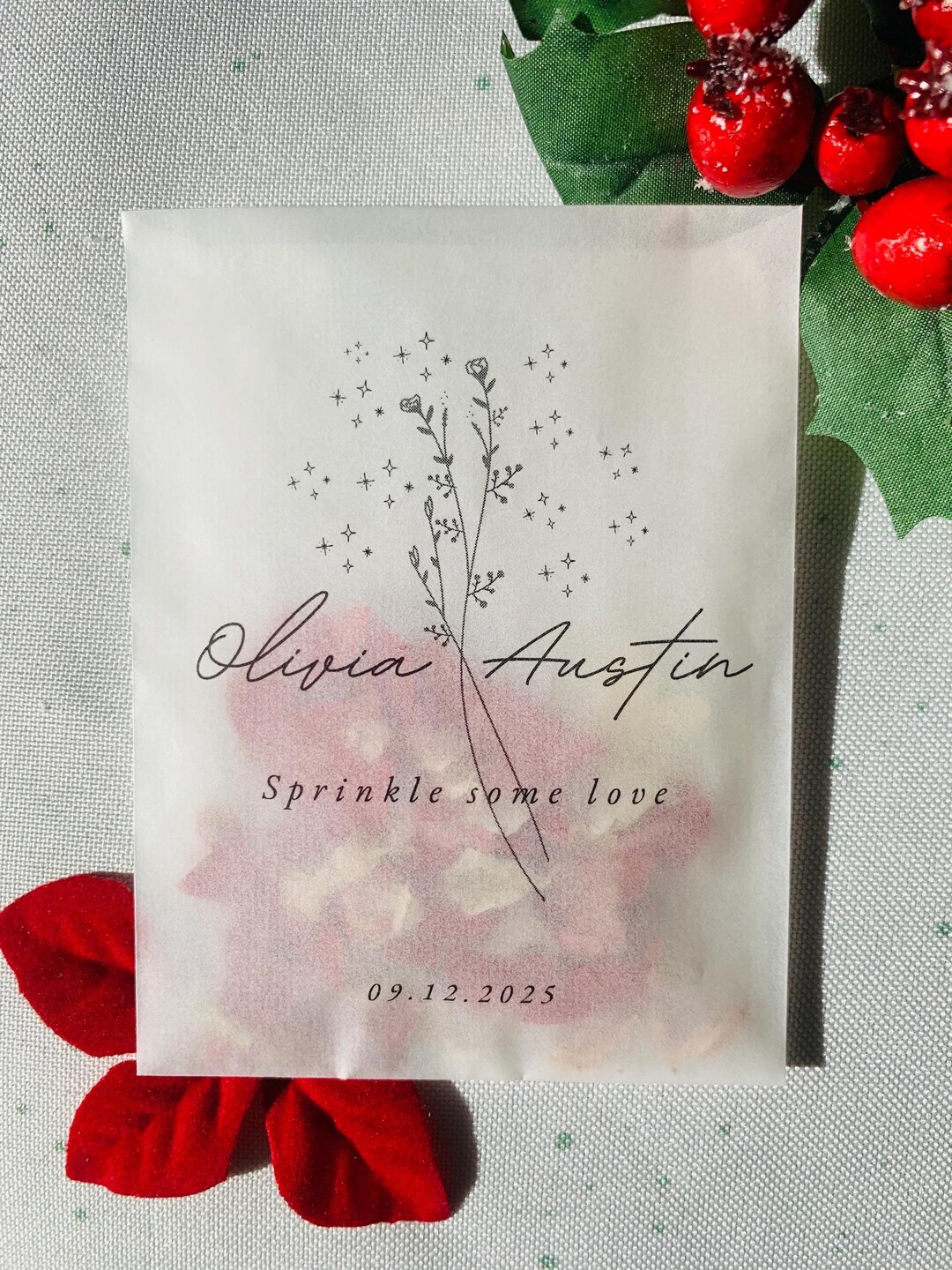 Christmas Wedding Confetti Packets – Personalised, Christmas Sparkle ...