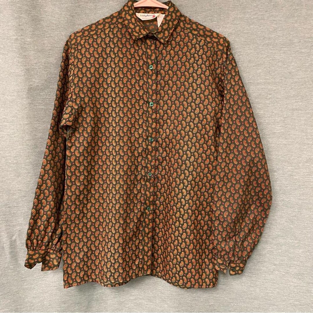 Lady Arrow Green and Red Blouse With Paisley Pattern 1970's - Etsy