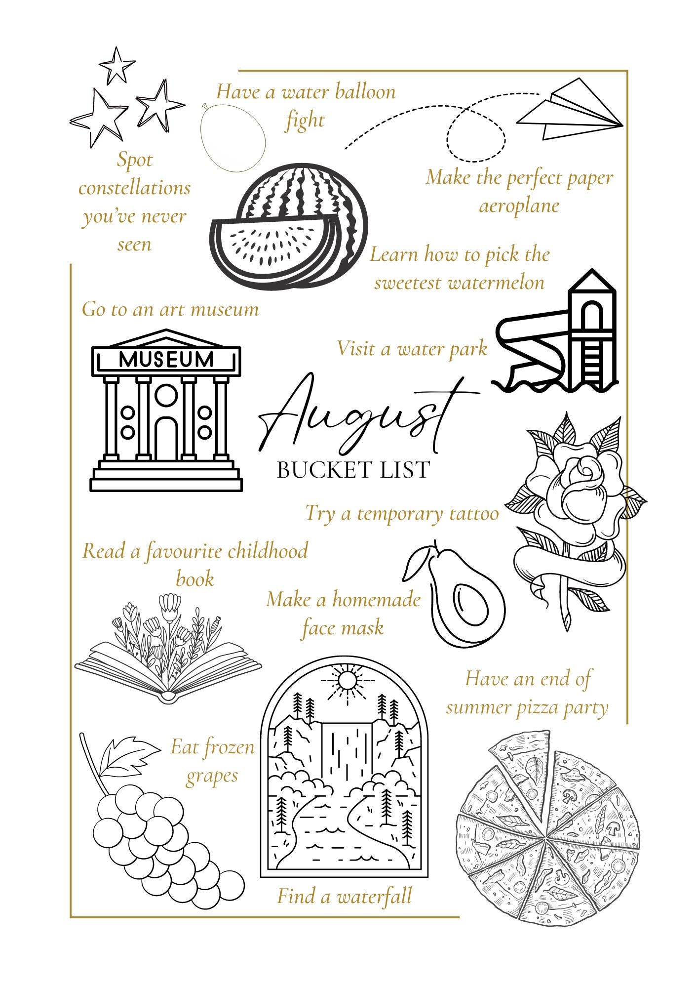 Monthly Bucket List Bundle: Coloring Journal Pages (printable) - Etsy
