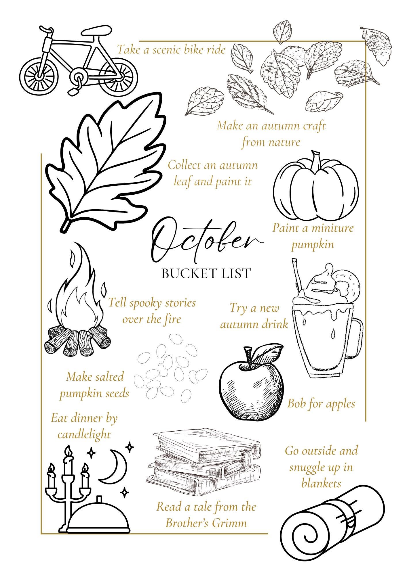 Monthly Bucket List Bundle: Coloring Journal Pages (printable) - Etsy