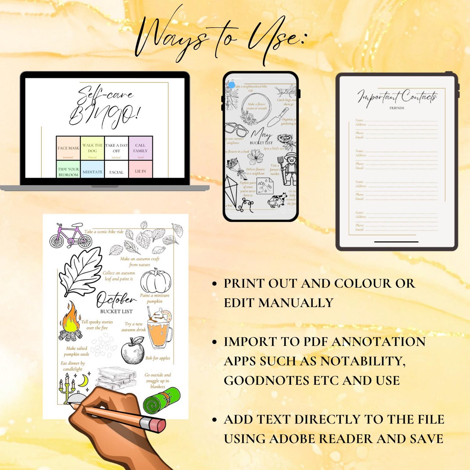 Monthly Bucket List Bundle: Coloring Journal Pages (printable) - Etsy